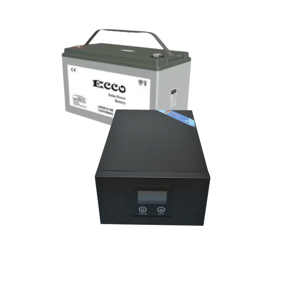 1000W ECCO UPS Inverter Pure Sine Wave 12V + 100AH Gel Battery Loadshe ...