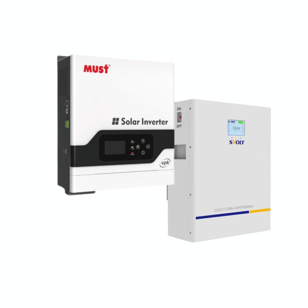 3KVA / 3000W MPPT MUST Hybrid Inverter + 2.71kWh SVOLT Lithium Battery ...