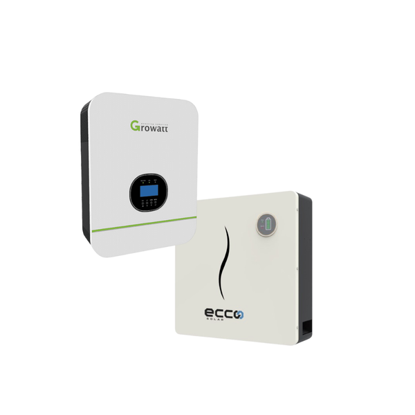 Growatt 3KVA Off-Grid Inverter 24V + Ecco 2.56kWh LiFePO₄ 100AH Batter ...