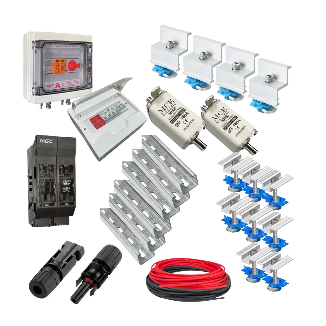 Installation Kit For 6 Pack Solar Panel , Inverter And Battery Combo ...